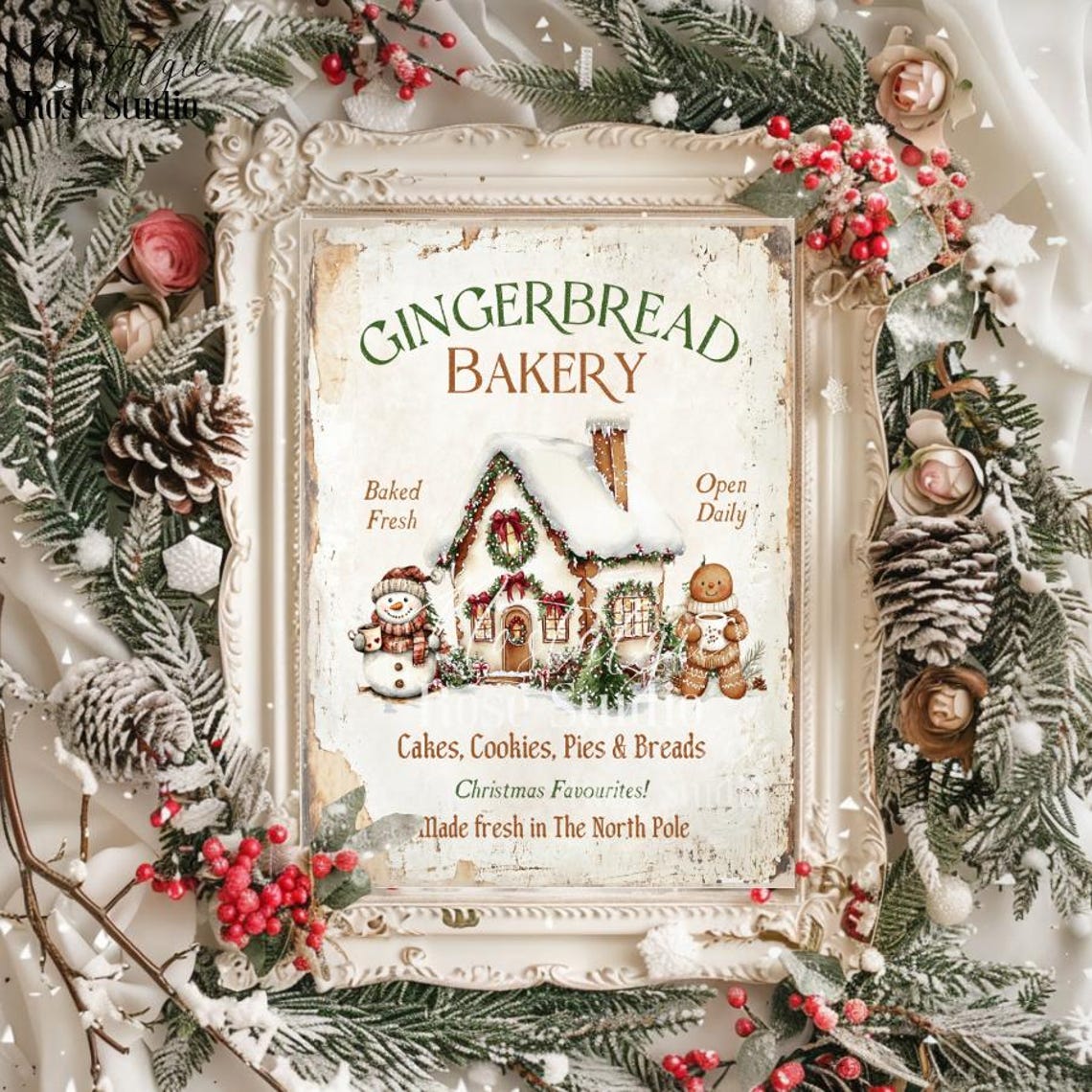 Farmhouse Christmas Gingerbread Bakery Sign | Digital Download ...