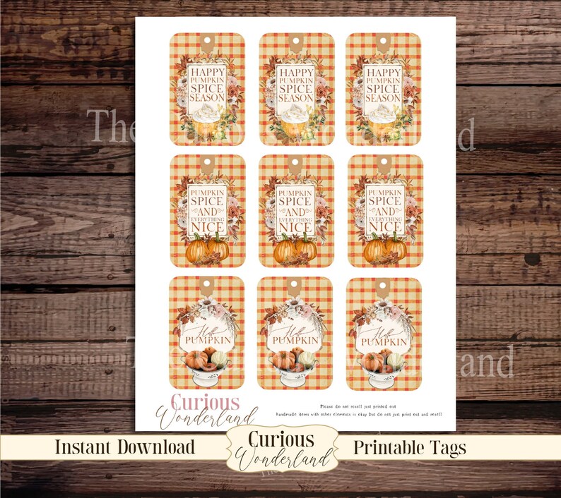 Rustic Pumpkin Spice Fall Hang Tags Collage Sheet ATC Journal - Etsy