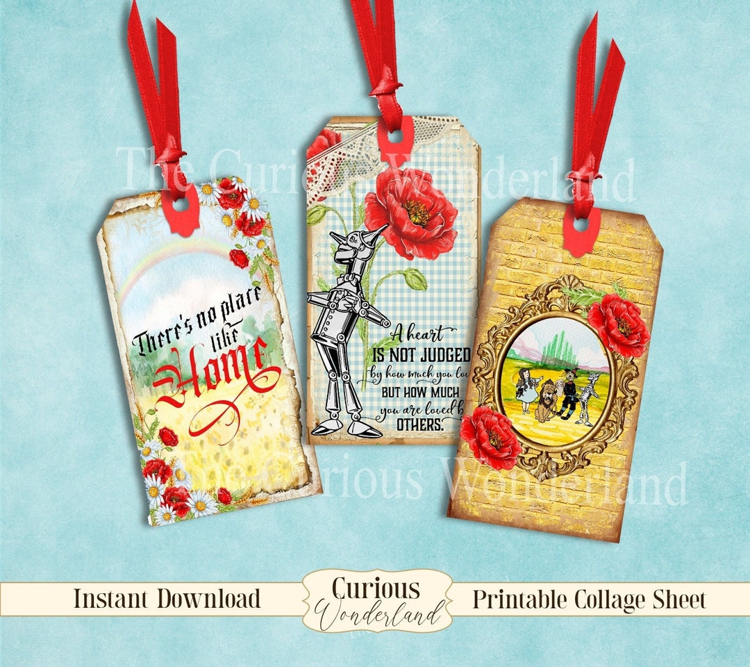 Wizard of Oz Quote Tags Junk Journal Scrapbook Collage Sheet Hang Tags ...