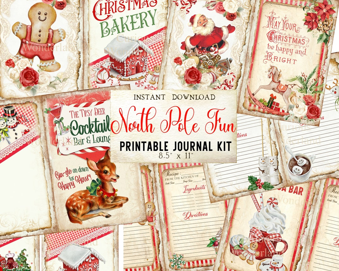 Candy Cane Lane Christmas Junk Journal, Printable, Santa Journal ...