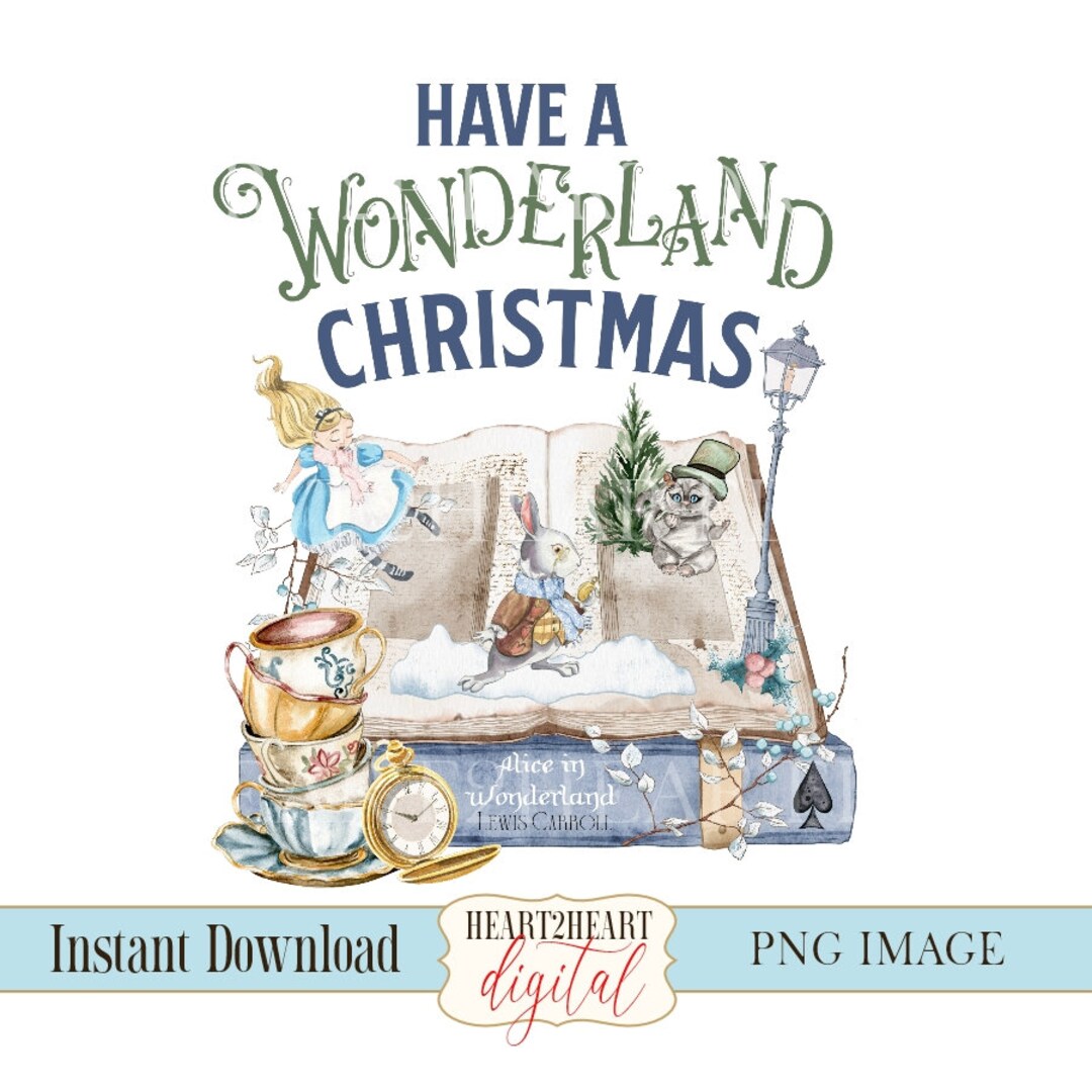 Alice in Wonderland Christmas PNG Image, Christmas Sublimation Design ...