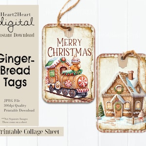 Rustic Gingerbread Christmas Hang Tags Collage Sheet ATC Journal Cards ...