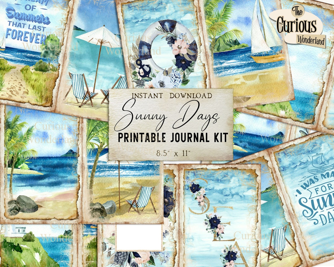 Sunny Days Beach Junk Journal Ephemera Nautical Pack Digital Download ...