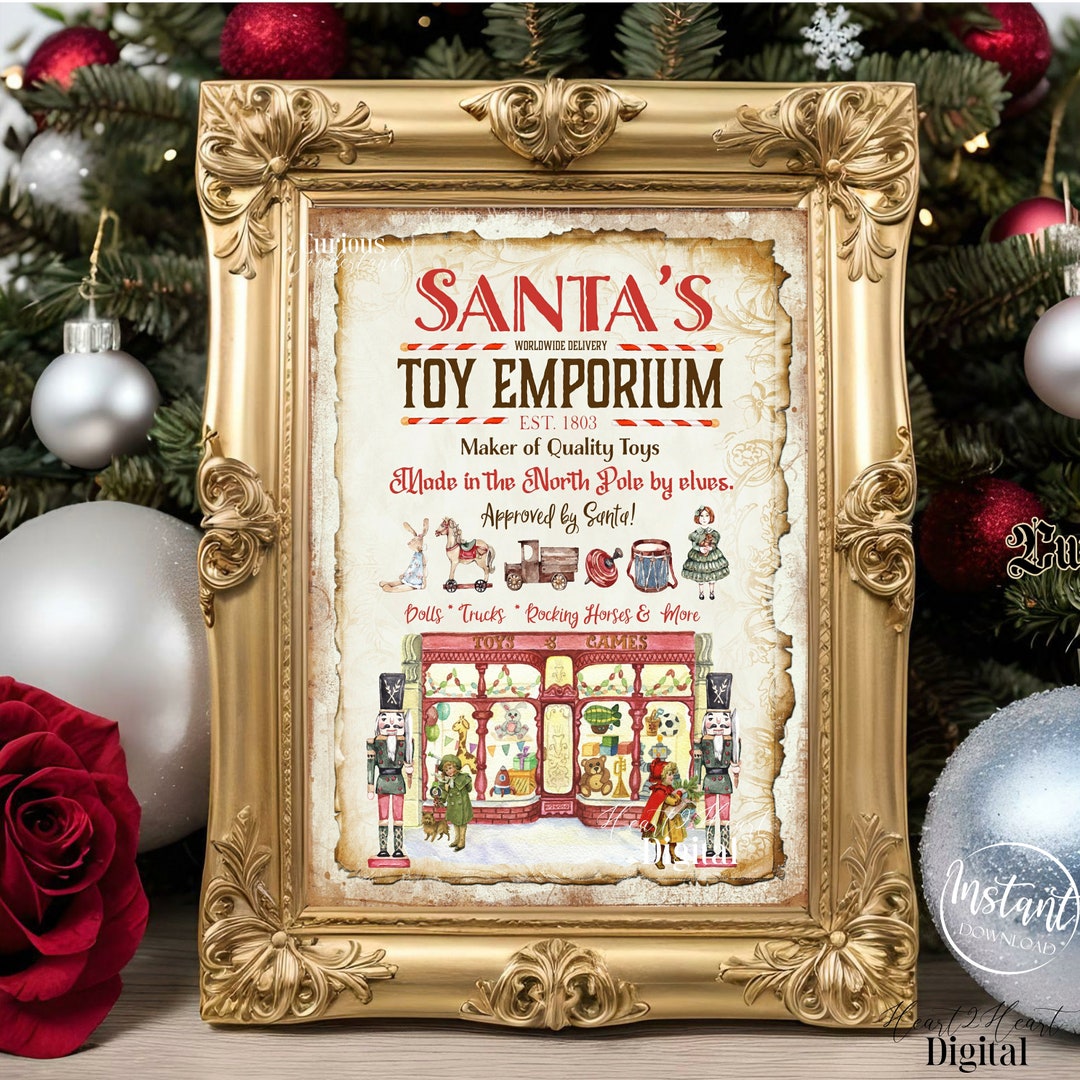 Christmas Santa's Toy Shop Sign - Digital Instant Download - Farmhouse ...