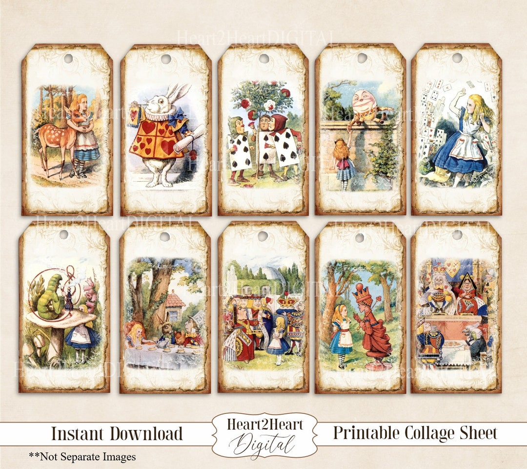 Vintage Alice in Wonderland Tags, Labels, Printable Tags, Favors Tea ...