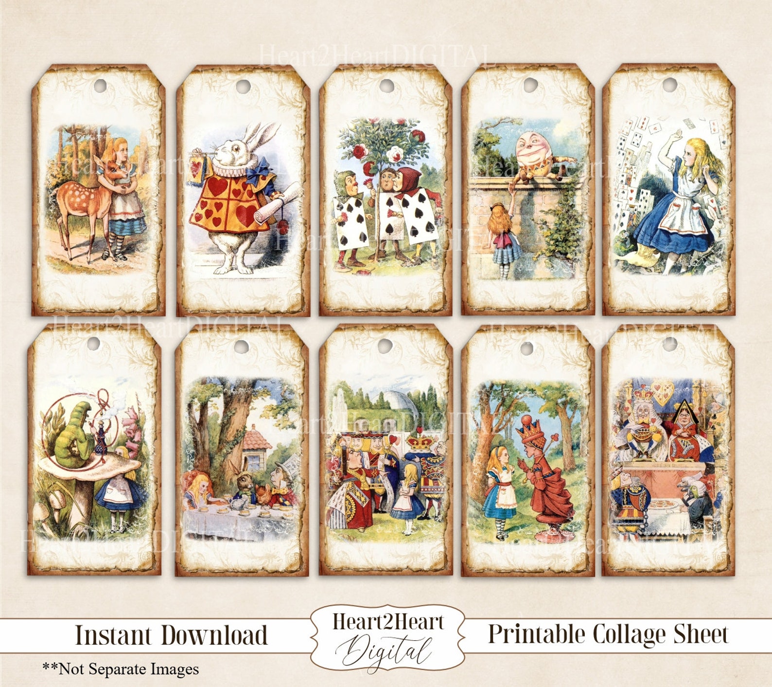 Vintage Alice in Wonderland Tags, Labels, Printable Tags, Favors Tea ...