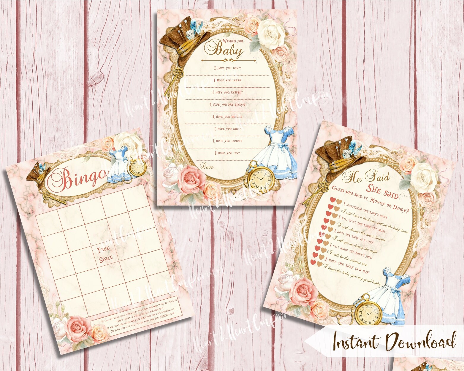 Alice in Wonderland Baby Shower Games Printable Games | Etsy