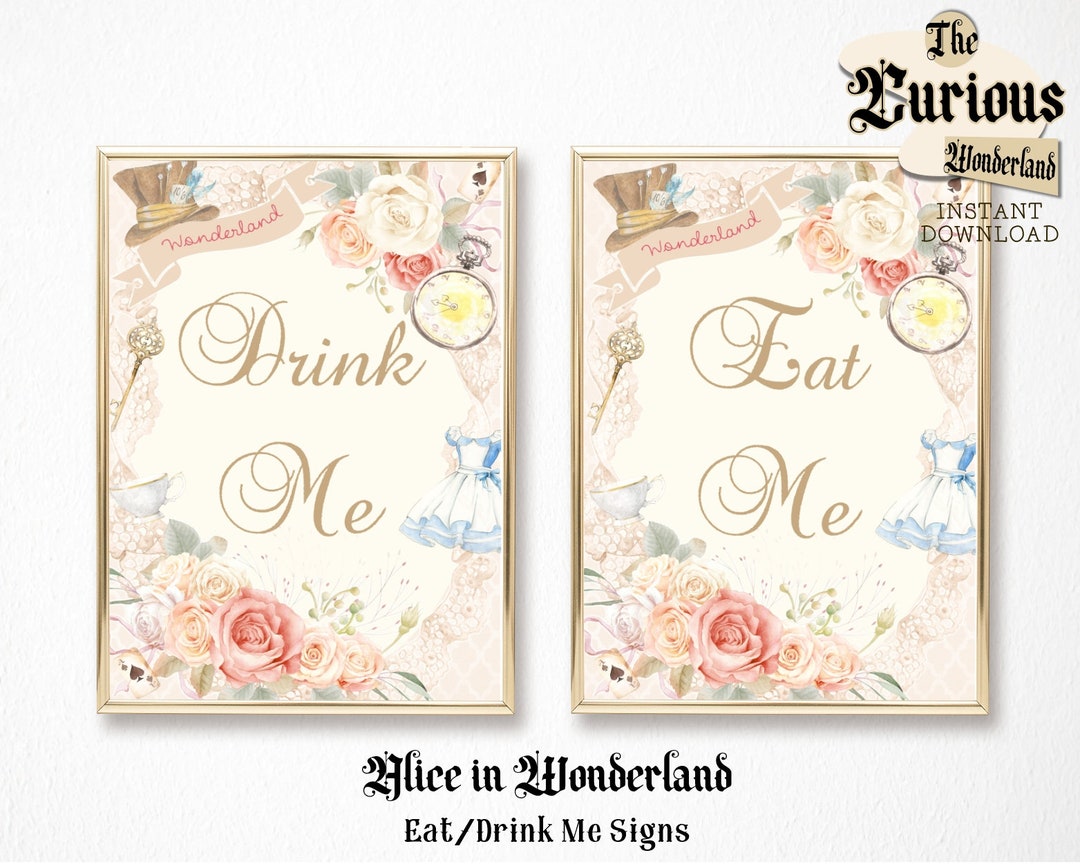 Alice in Wonderland Signs Drink Me Eat Me Sign Tea Party - Etsy
