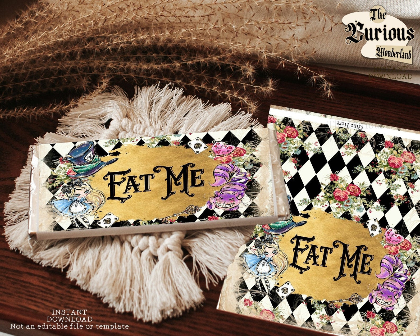 Alice in Wonderland Eat Me Candy Bar Wrapper, Printable Hershey Bar ...