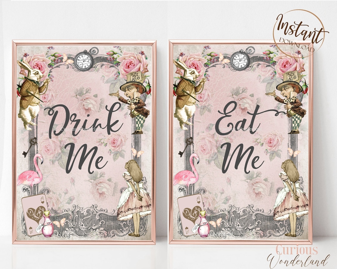Alice in Wonderland Party Food Signs, Drink Me, Eat Me Sign, Tea Party ...