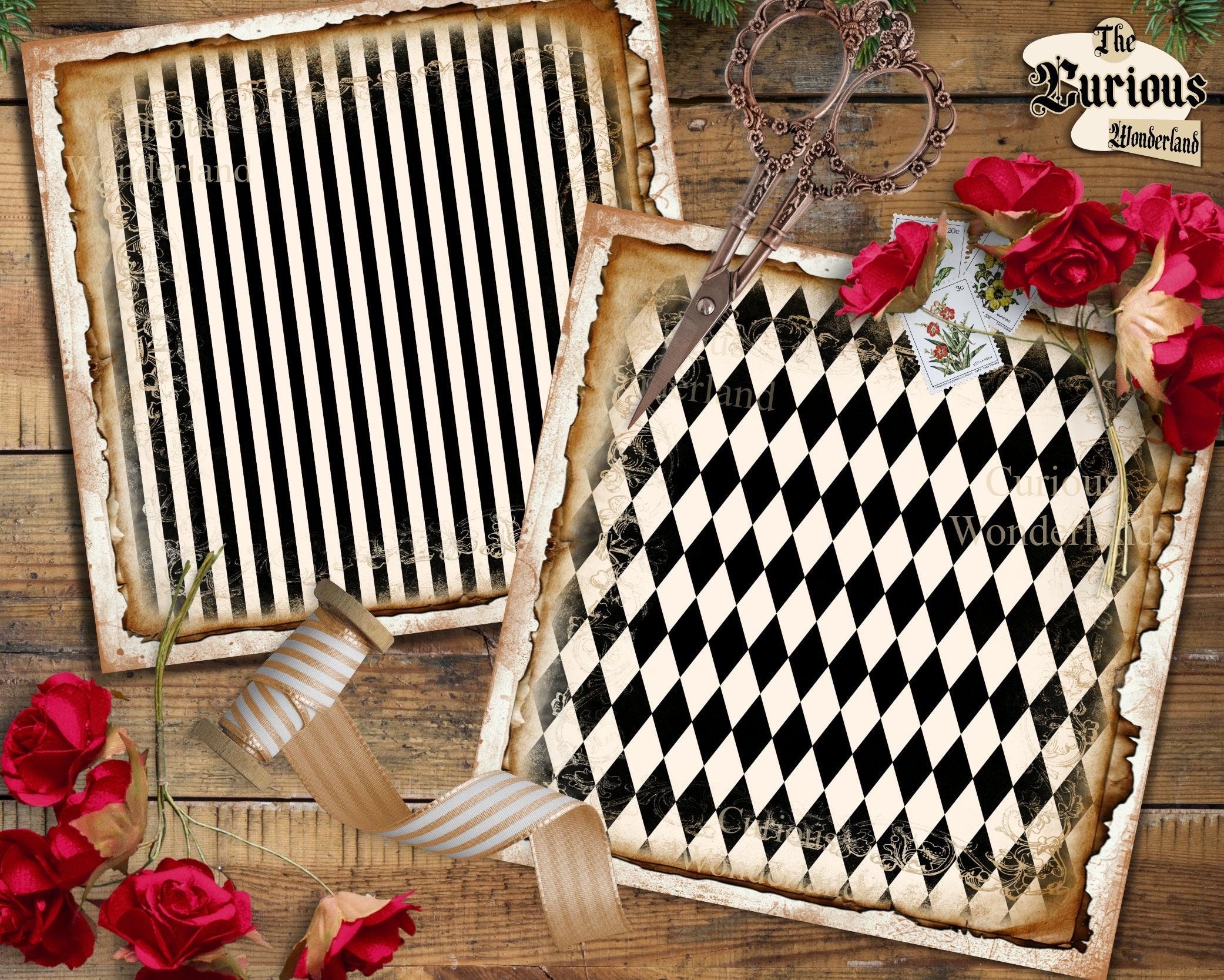 Paper, Party & Kids Stripes INSTANT DOWNLOAD Backgrounds Scrapbooking ...