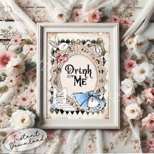 Alice in Wonderland Party Food Signs, Drink Me & Eat Me Signs, Tea ...