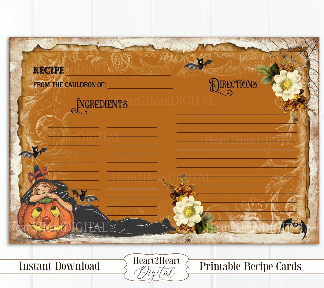 Printable Witch Recipe Cards - 6x4 Halloween Recipe Card - Etsy