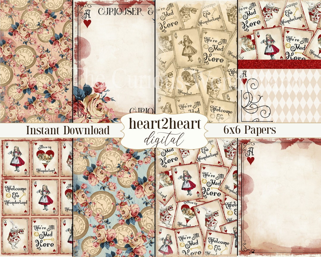 Alice in Wonderland Papers | Digital Paper Pack | Journal Papers ...