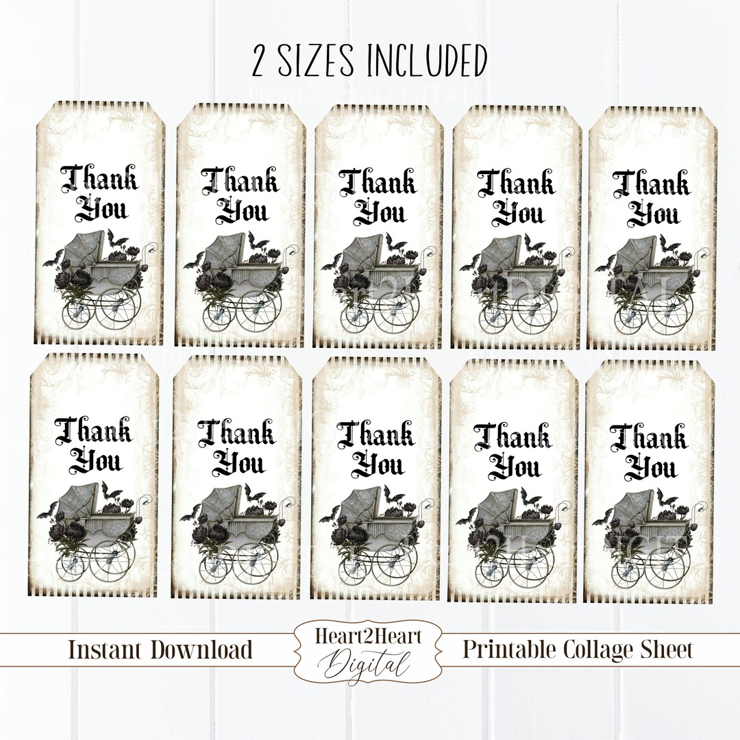 Gothic Baby Shower Thank You Tags, Halloween Baby Shower, Baby Shower ...