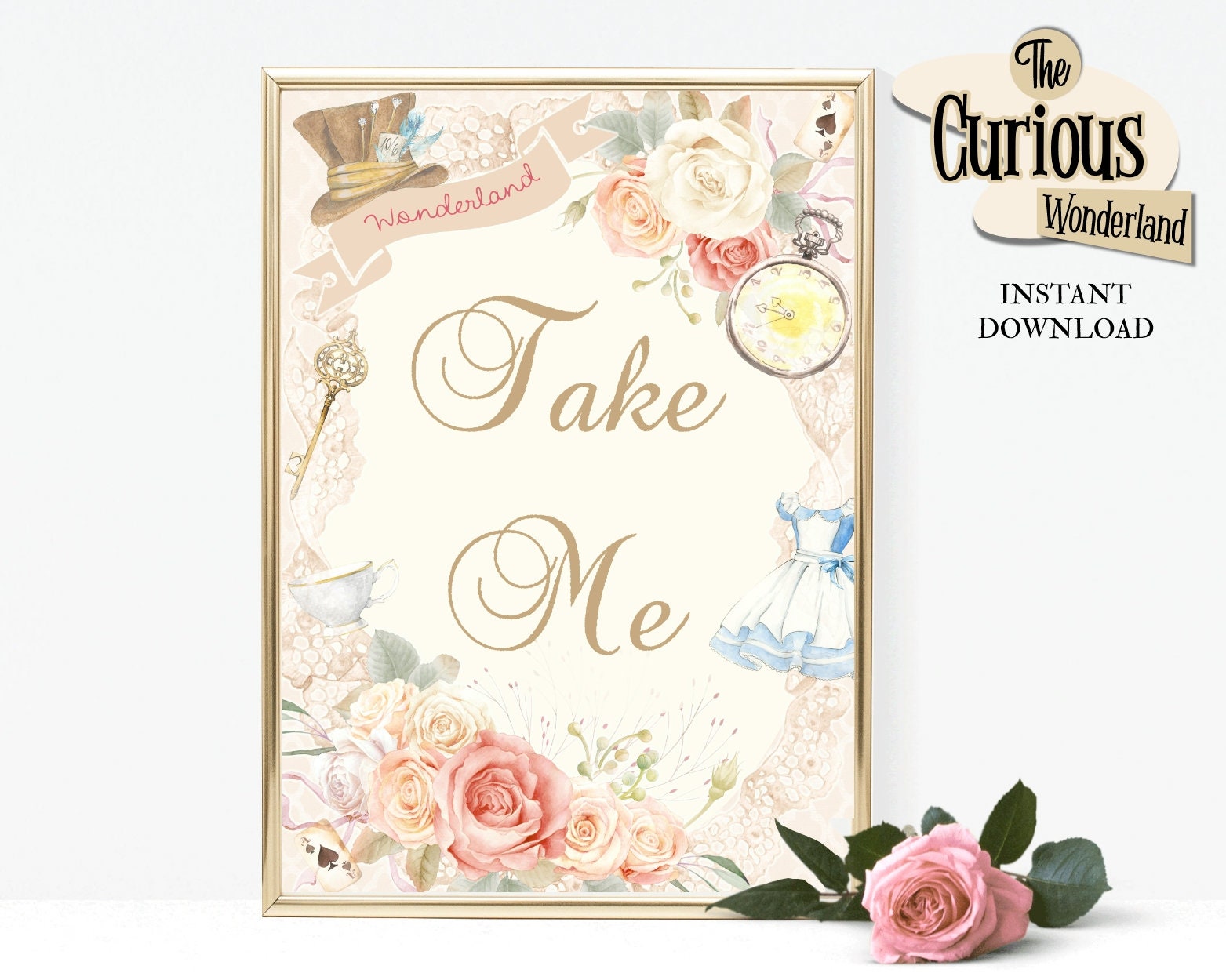 Alice in Wonderland Signs Take Me Sign Sign Me Tea Party - Etsy