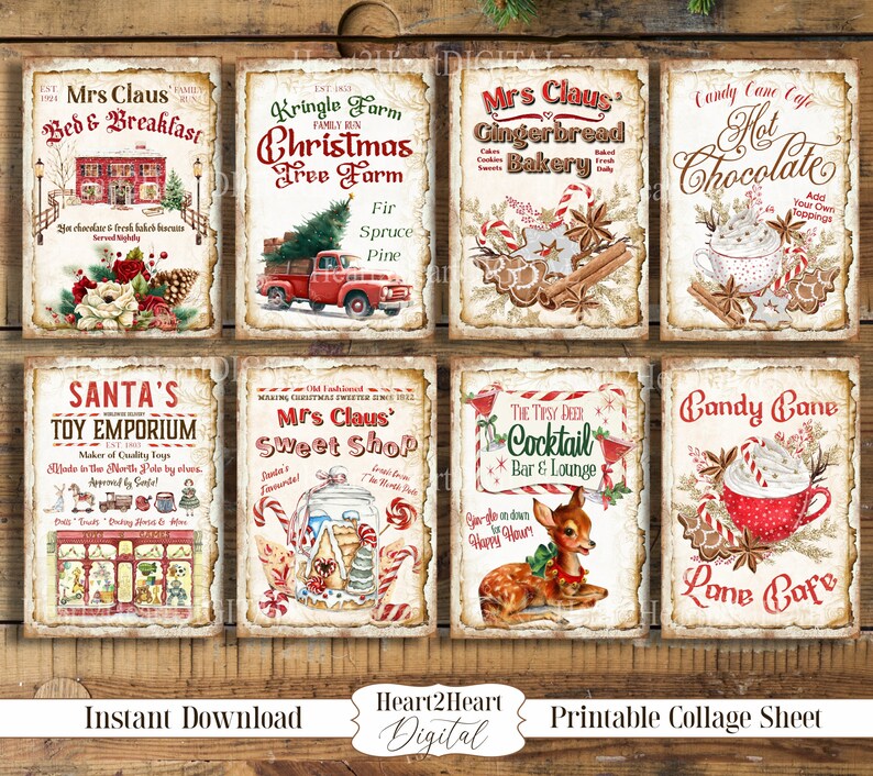Vintage Mrs Claus Christmas Cards Collage Sheet Tags Journal - Etsy