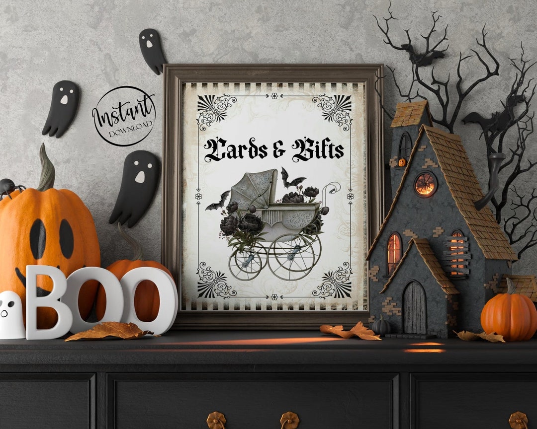Gothic Baby Shower ' Cards & Gifts Sign Halloween Theme - Etsy