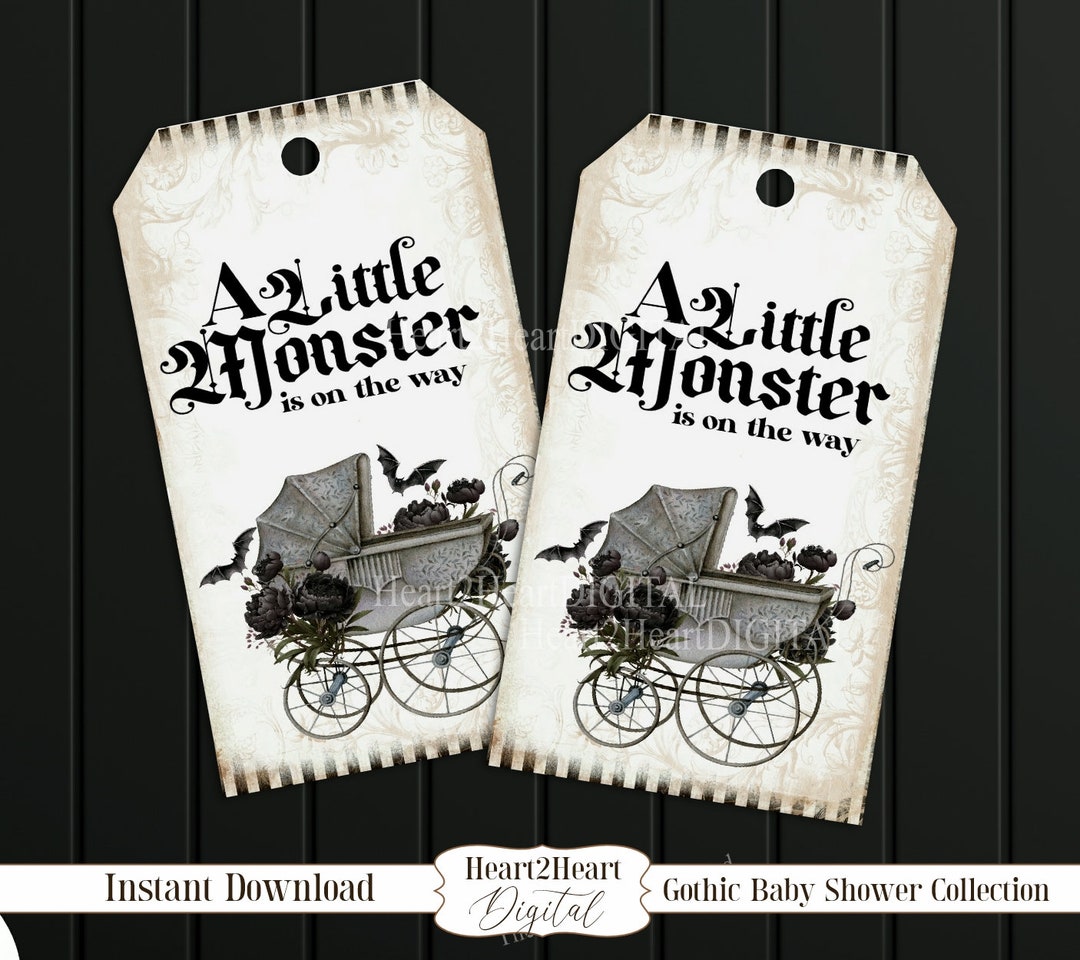 Gothic Baby Shower Tags Halloween Baby Shower Baby Shower - Etsy