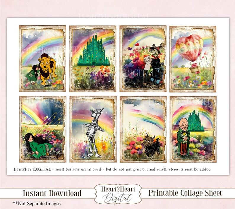 Rainbow Wizard of Oz Mini Cards Party Decoration Cardmaking - Etsy