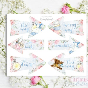Mini Alice in Wonderland Arrow Signs Party Signs Instant - Etsy UK