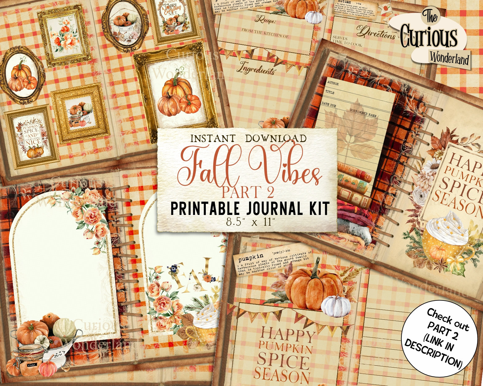 Fall Pumpkin Part 1 Junk Journal Ephemera Pack Digital Download Kit ...