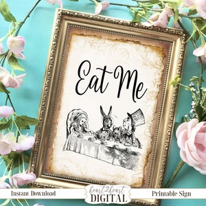 Vintage Set of 2 Alice in Wonderland Party Food Signs, Drink Me, Eat Me ...