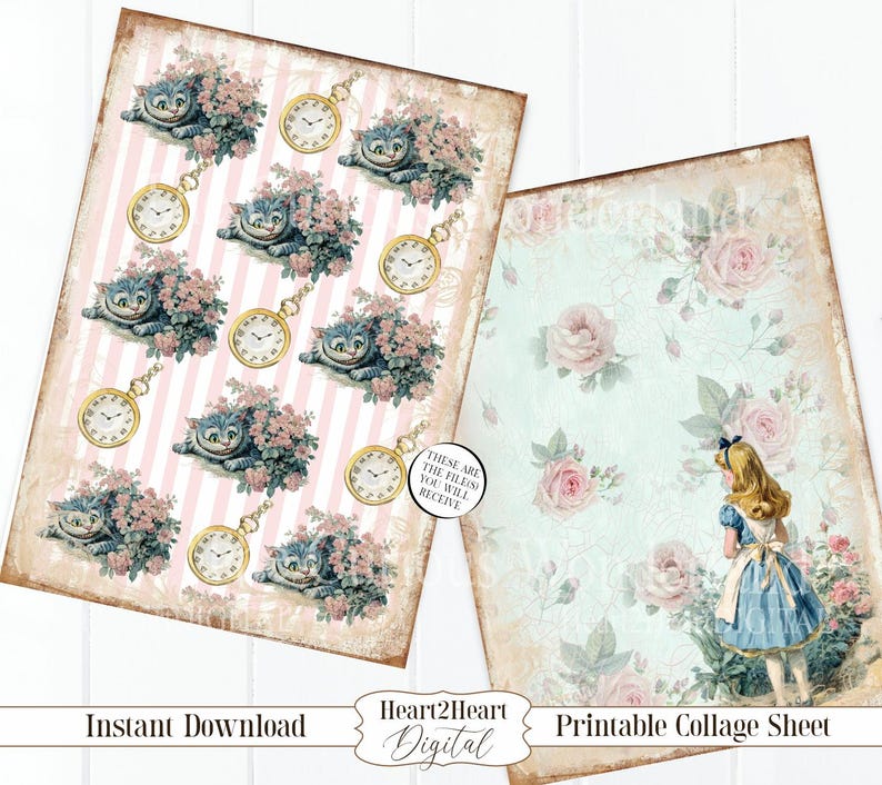 Alice in Wonderland Digital Paper Set | 8 Printable A4 Scrapbook Pages ...
