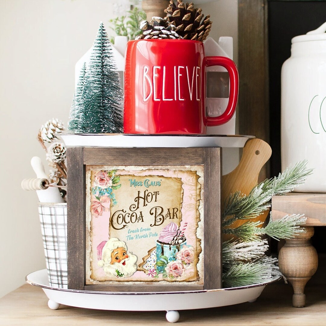 Pink Santa Hot Cocoa Bar Sign, Christmas Sign, Christmas Sublimation ...
