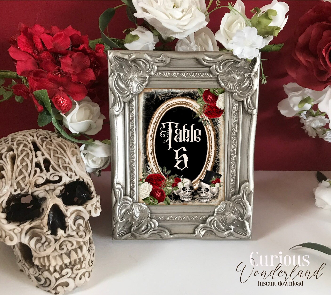 Gothic Skull Wedding Printable Table Numbers Table 1-20 Goth | Etsy UK