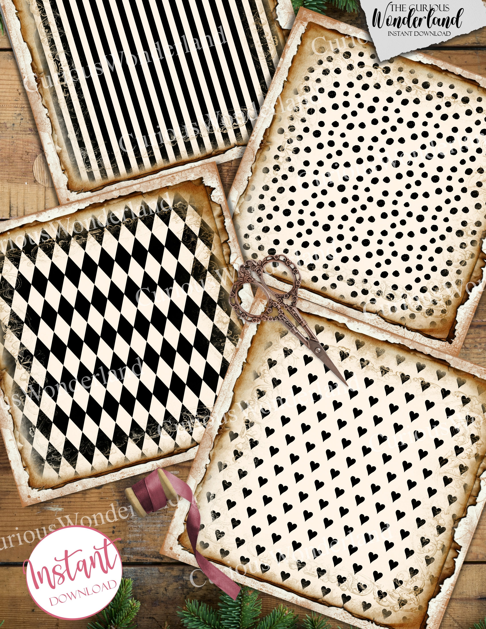 Paper, Party & Kids Stripes INSTANT DOWNLOAD Backgrounds Scrapbooking ...