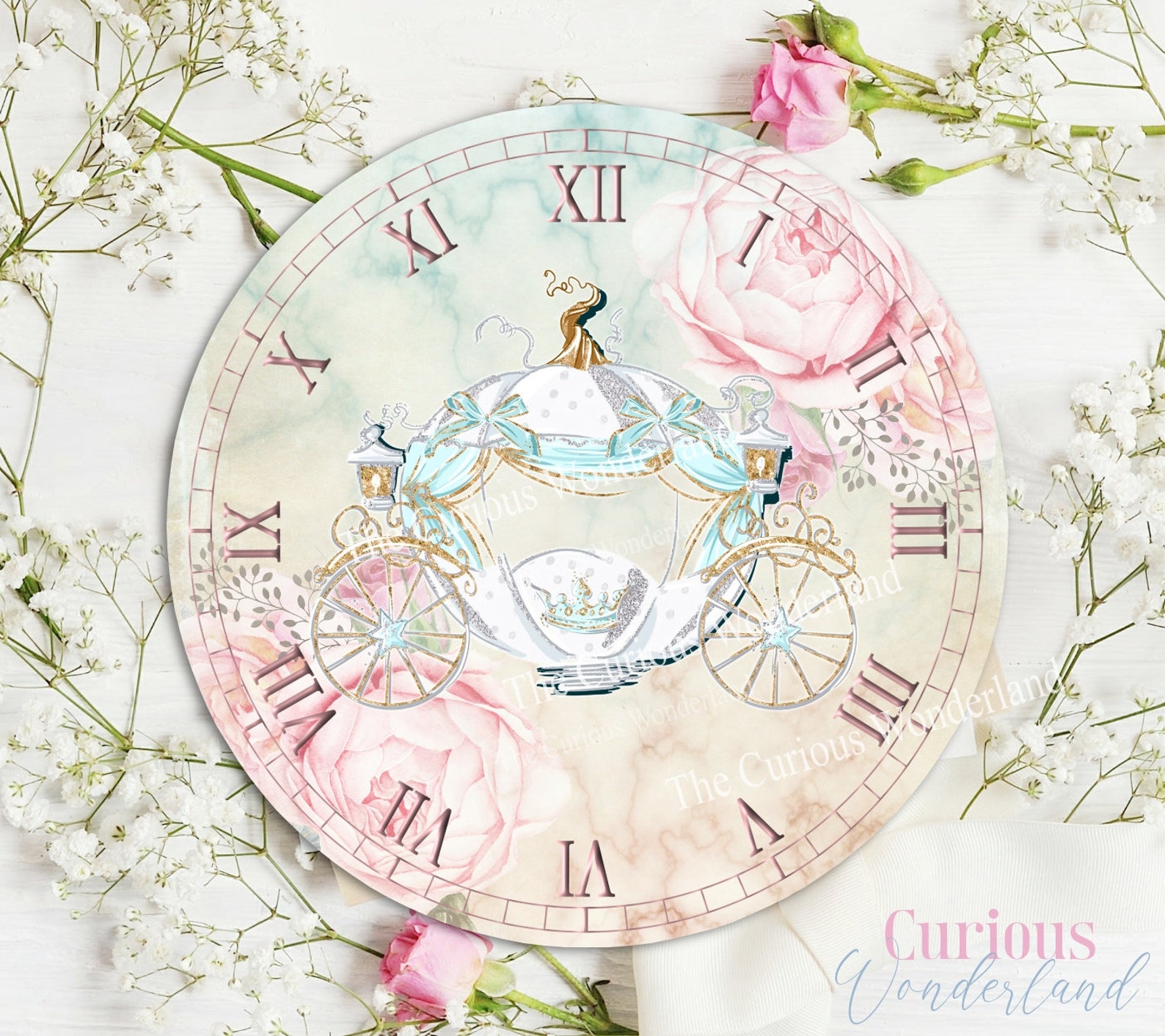 Princess Clock Printable Clock Fairytale Princess Party - Etsy UK