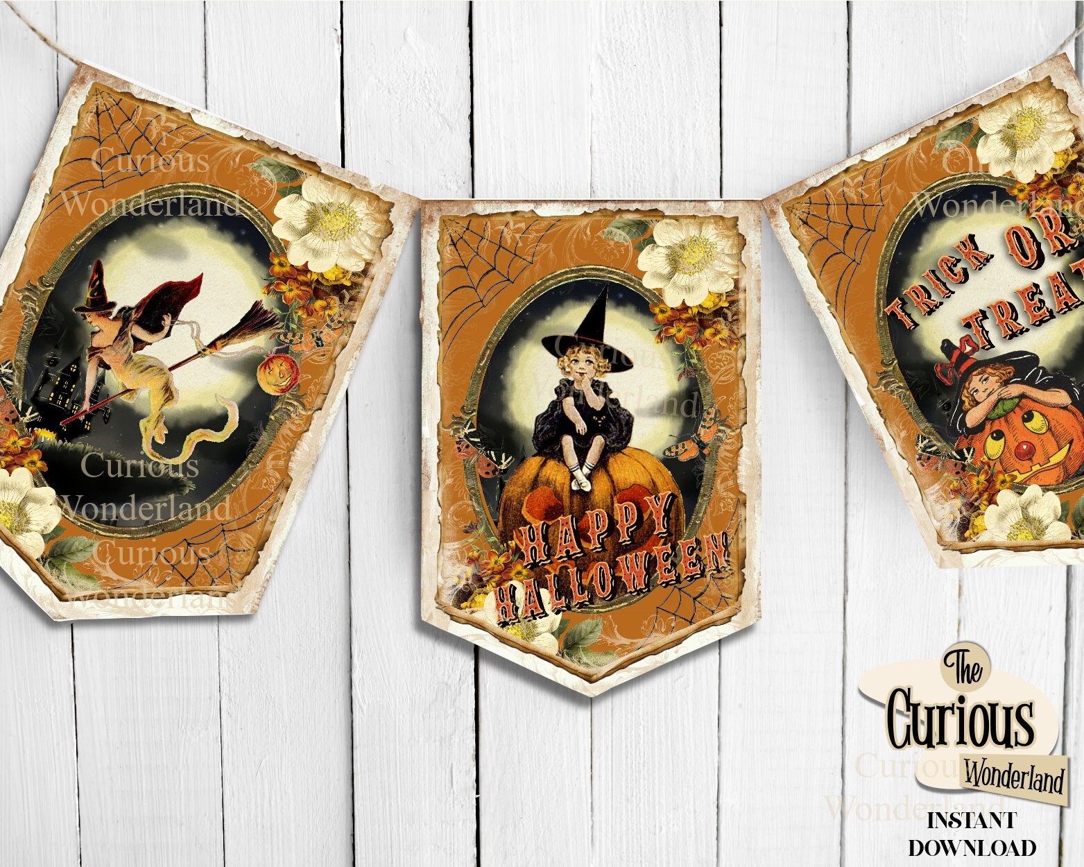 Vintage Witch Halloween Banner INSTANT DOWNLOAD Halloween - Etsy UK