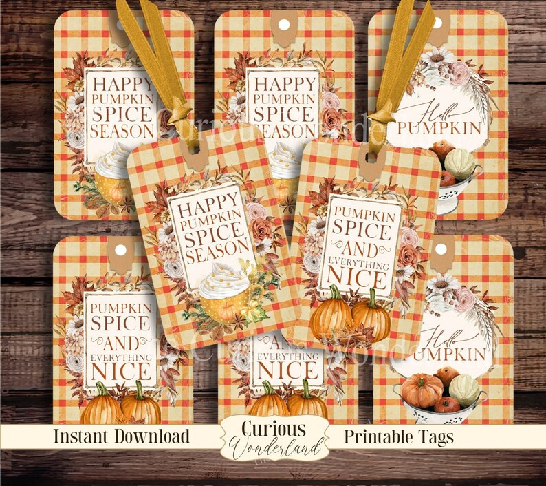 Rustic Pumpkin Spice Fall Hang Tags Collage Sheet ATC Journal - Etsy