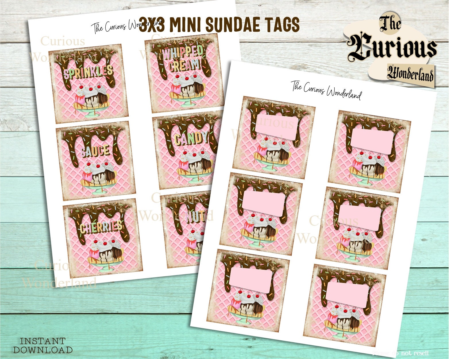 Ice Cream Sundae Mini Topping Tags Ice Cream Party Sundae - Etsy UK
