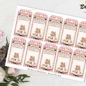 Pink Christmas Gingerbread Tags, Made With Love Tags, Journals, Digital ...