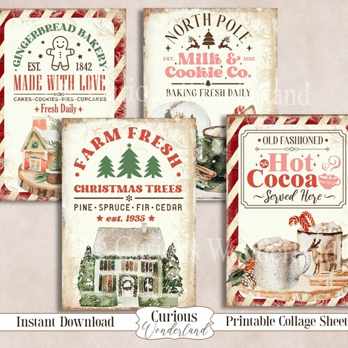 Vintage Mrs Claus Christmas Labels Collage Sheet Tags - Etsy