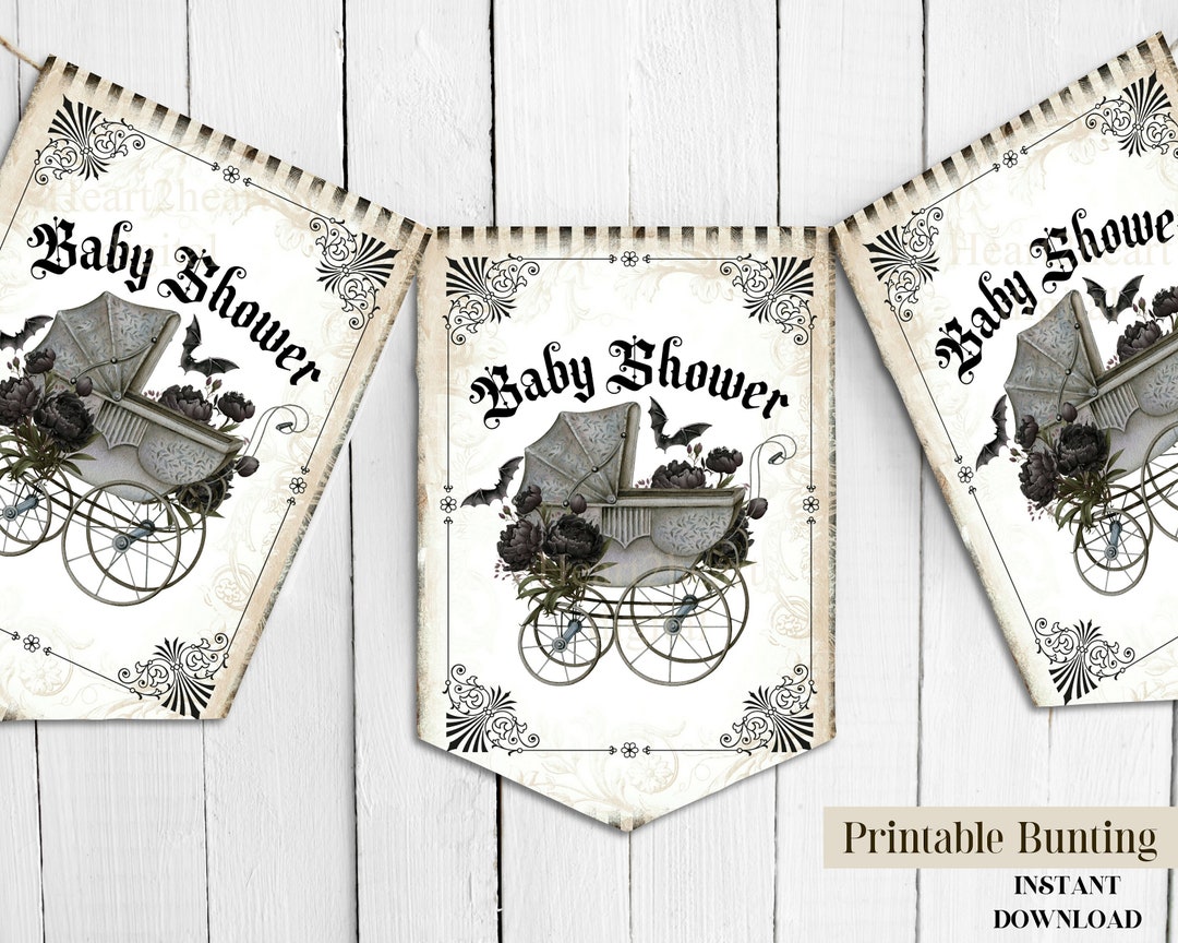 Gothic Baby Shower Bunting Spooky Baby Shower Banner - Etsy