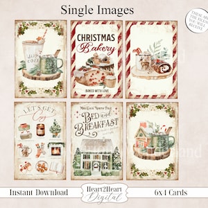 Rustic Christmas Bakery 6x4 Cards, Digital, Collage Sheet Printable ...