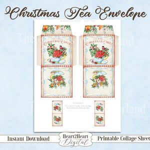 Printable Christmas Teacup Tea Envelope, Christmas Envelope, Tea ...