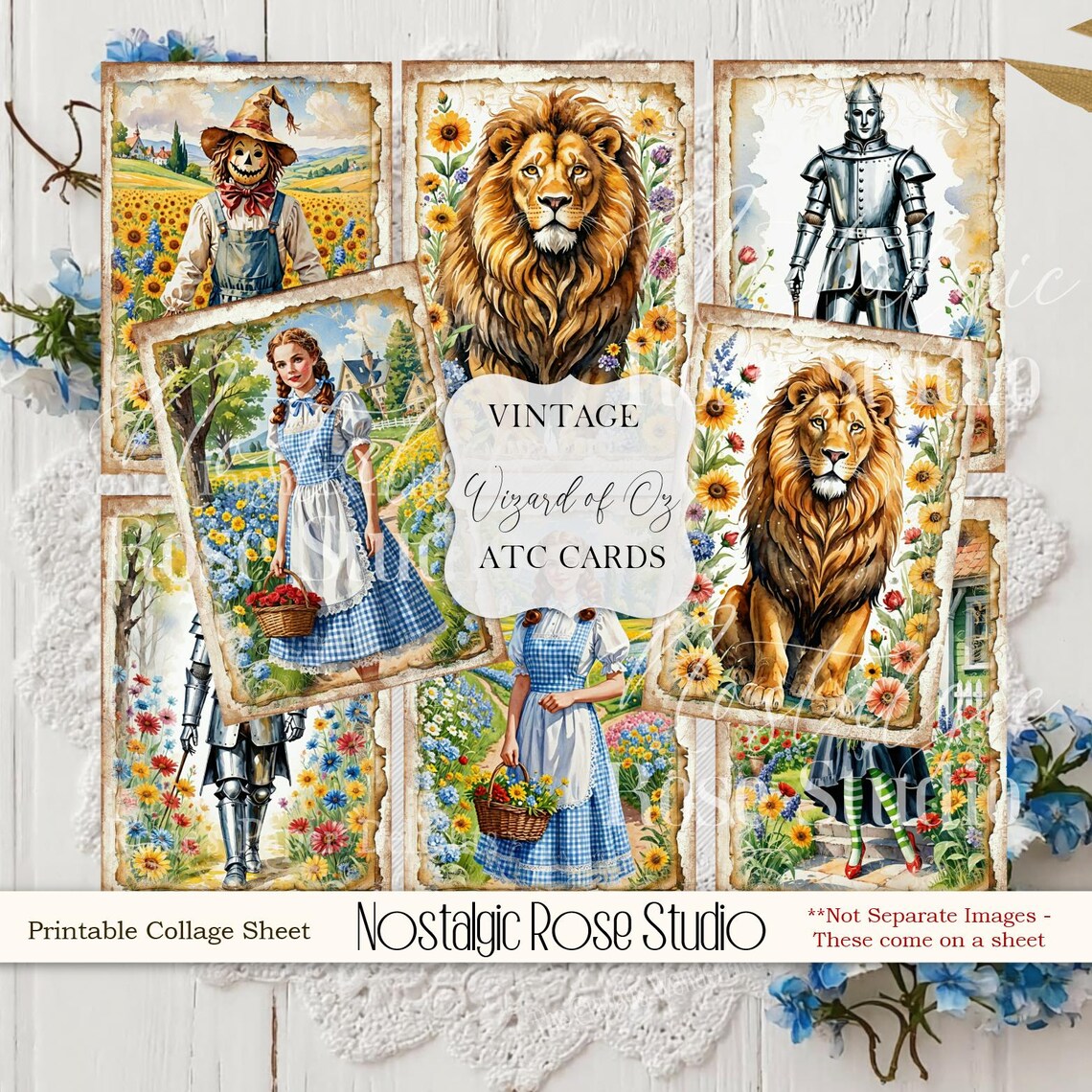 Wizard of Oz Printable Cards: Scrapbook, Junk Journal, Tags (digital ...