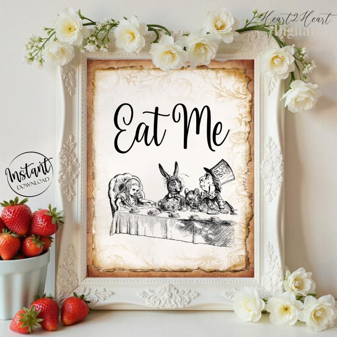Vintage Set of 2 Alice in Wonderland Party Food Signs, Drink Me, Eat Me ...