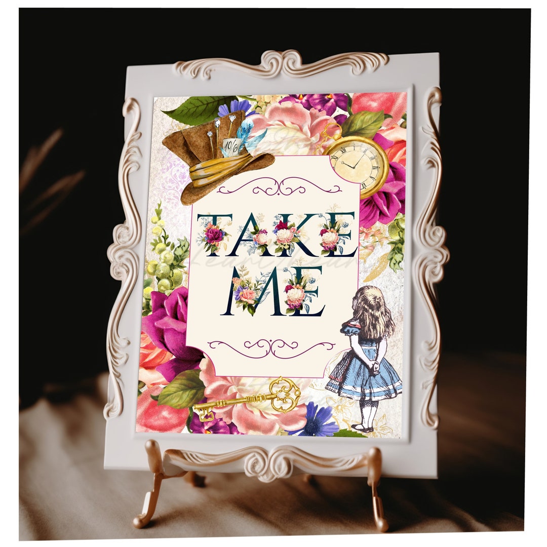 Alice in Wonderland Take Me Sign Tea Party Sign Favor Sign Birthday ...