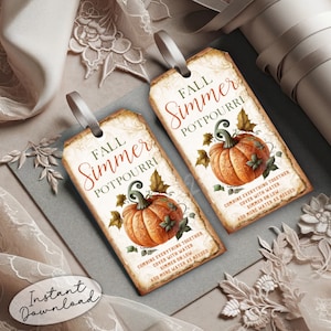 Printable Fall Simmer Pot Tags, Stovetop Potpourri Tag, Pumpkin Tag ...