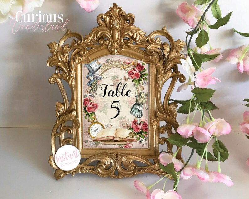 Alice in Wonderland Printable Table Numbers Table 1-20 Mad | Etsy