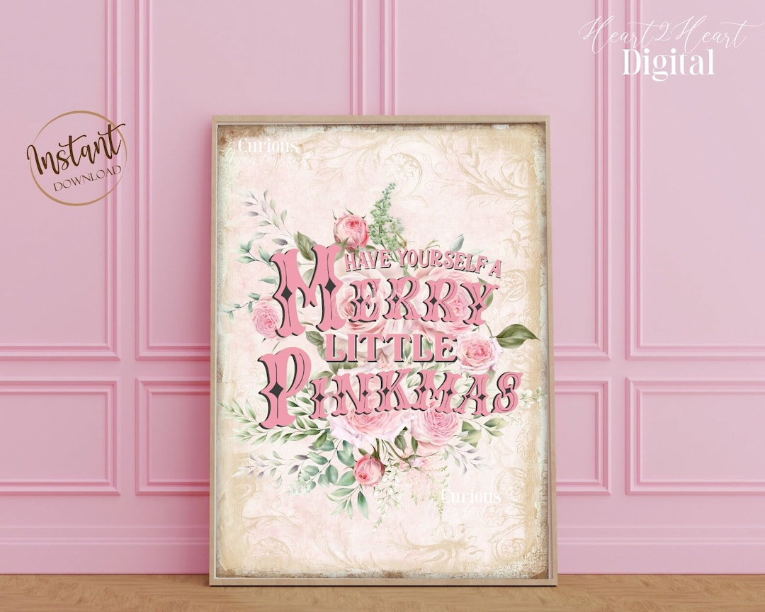 Shabby Chic Merry Little Pinkmas Print Digital Instant Download Pink ...