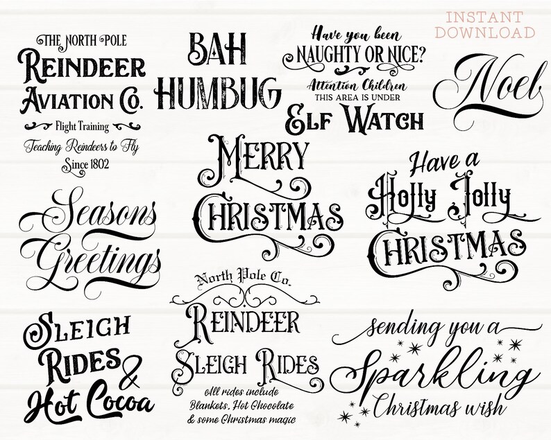 Christmas Word Art Digital Scrapbook Quote Overlays Digital - Etsy