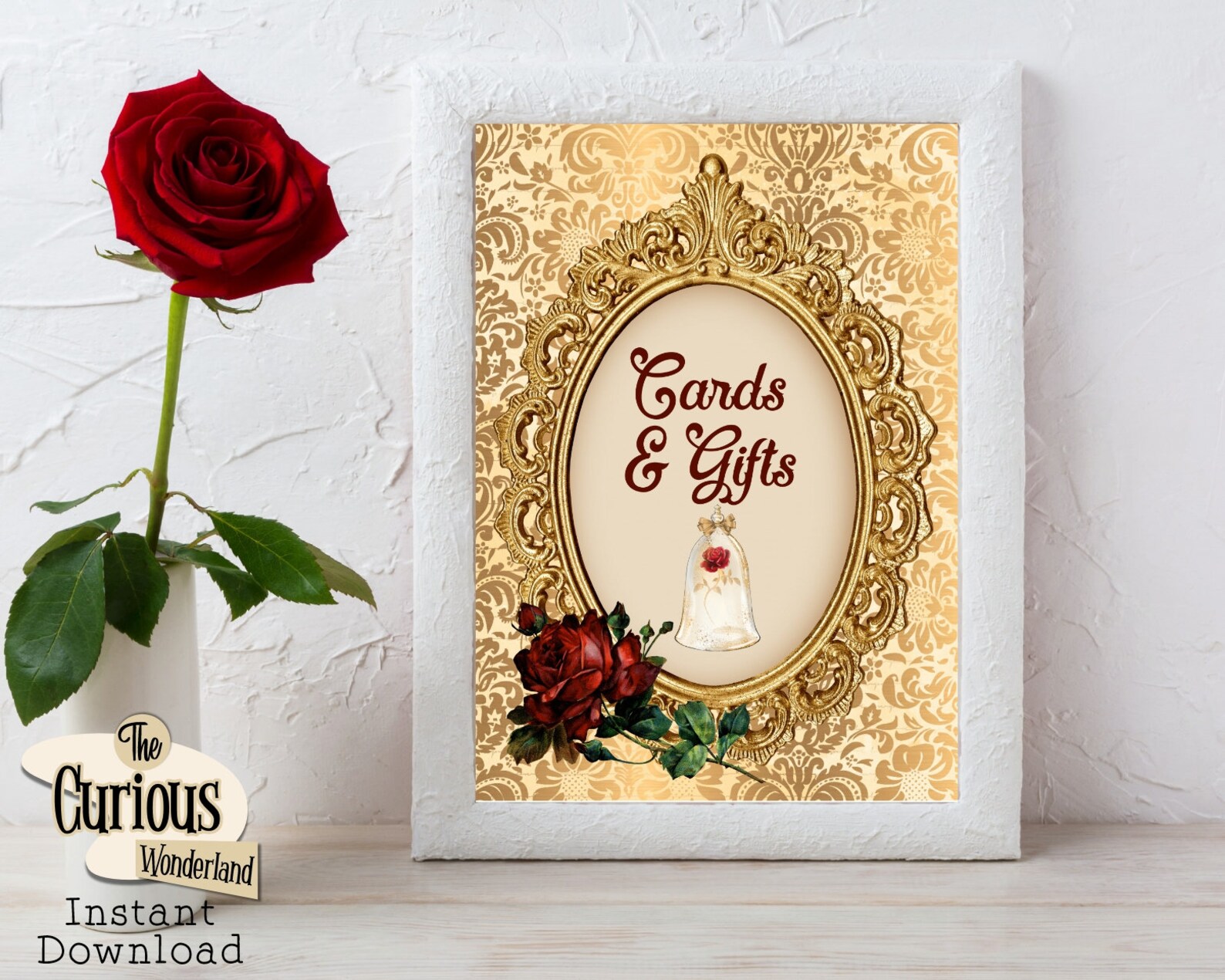 Beauty and the Beast Cards & Gifts Sign Wedding Printable - Etsy