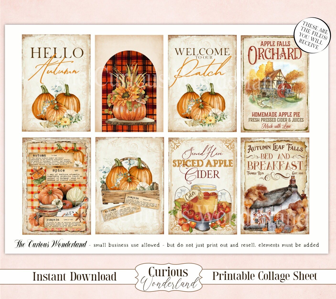 Fall ATC Collage Sheet, Retro Halloween, Journal Cards, Digital Image ...