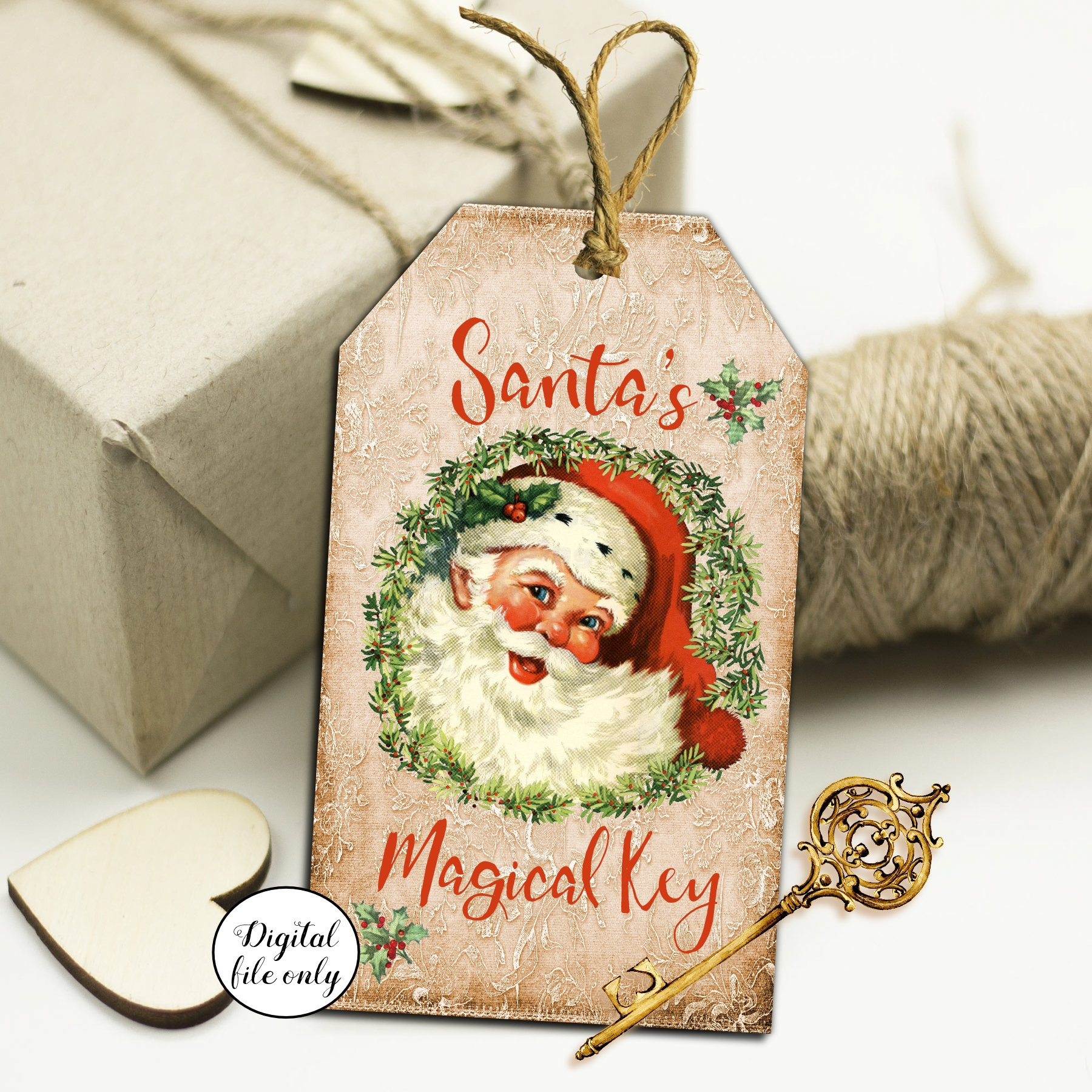 Santa's Magical Key Printable Christmas Tag Digital - Etsy